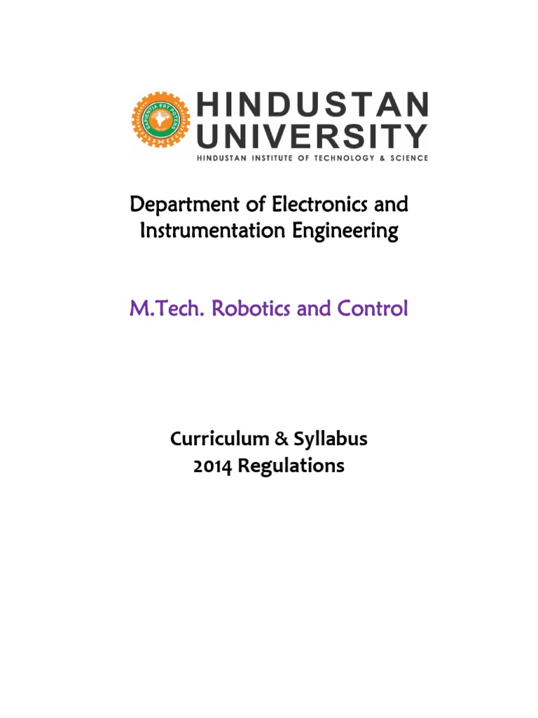 M.tech. Robotics and Control | PDF | Embedded System | Microcontroller