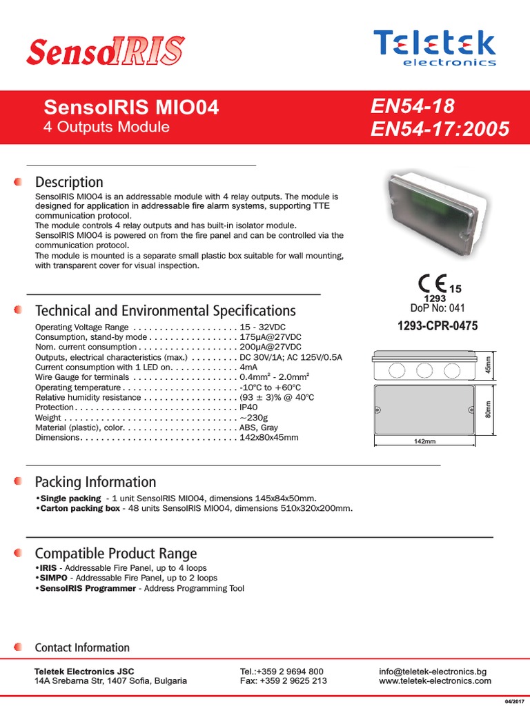 Manual de Utilizare Modul Adresabil Cu 4 Iesiri Releu Teletek SensoIris ...