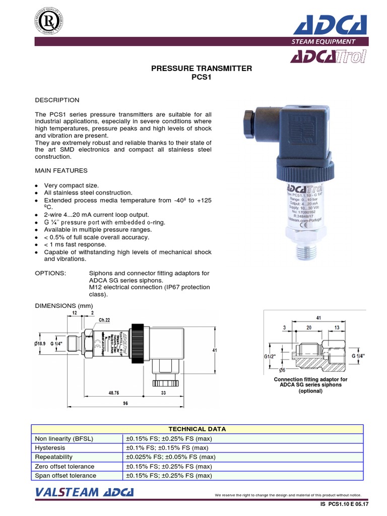 3 93A E PCS1 Pressure Transmitter | PDF | Electrical Connector ...