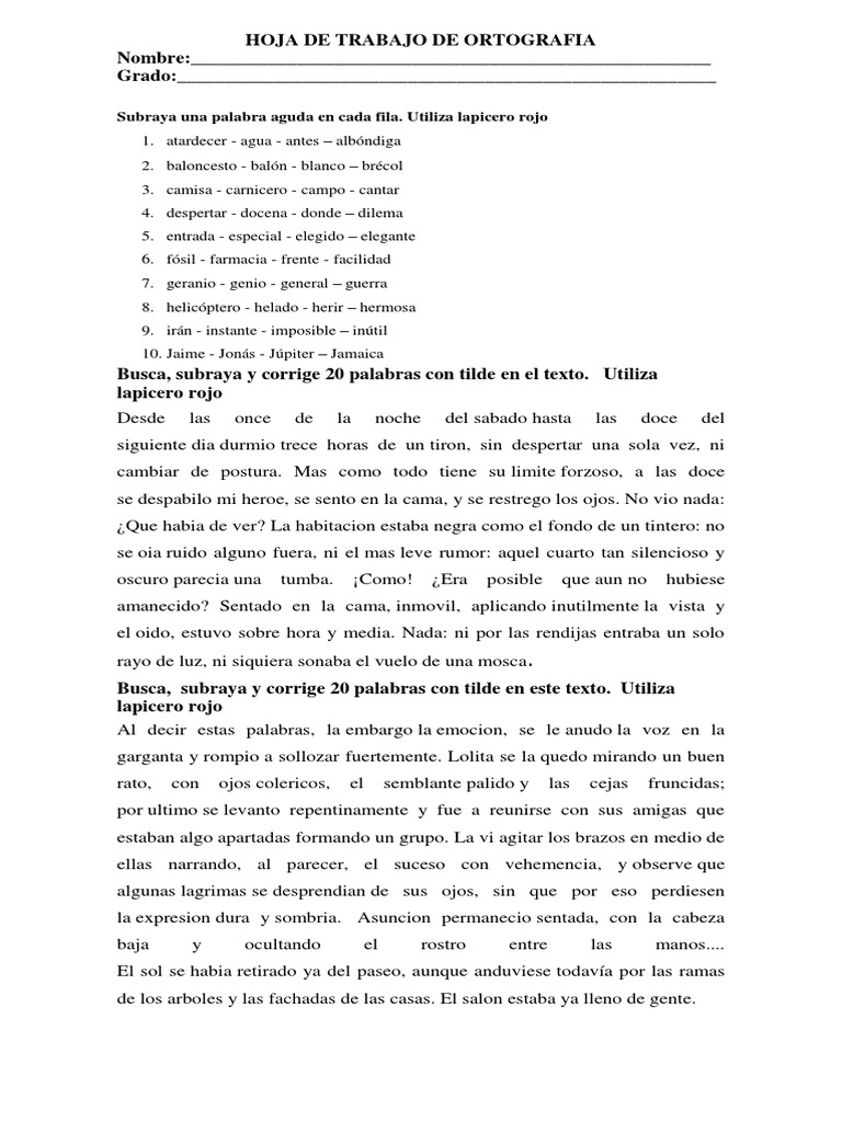 Hojas De Trabajo De Ortografía De Primer Grado Para Imprimir