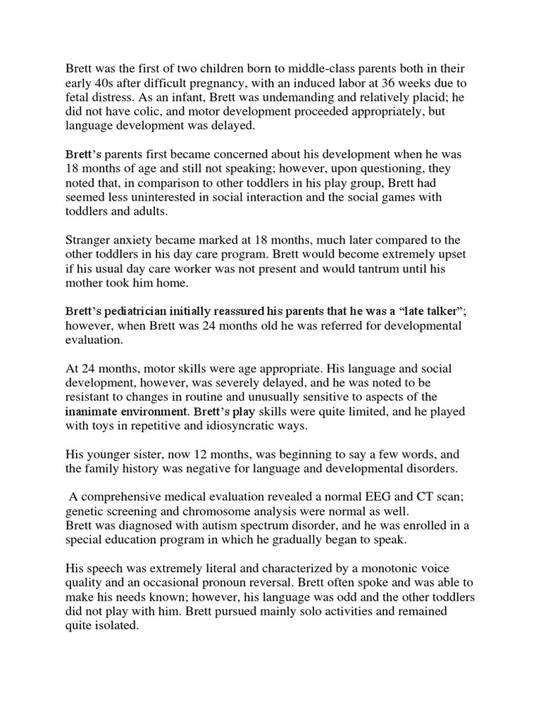 Autism Case Vignette | PDF | Autism | Autism Spectrum