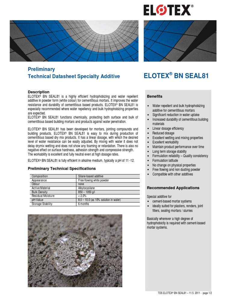 Elotex Seal 80 PDF | PDF | Concrete | Mortar (Masonry)