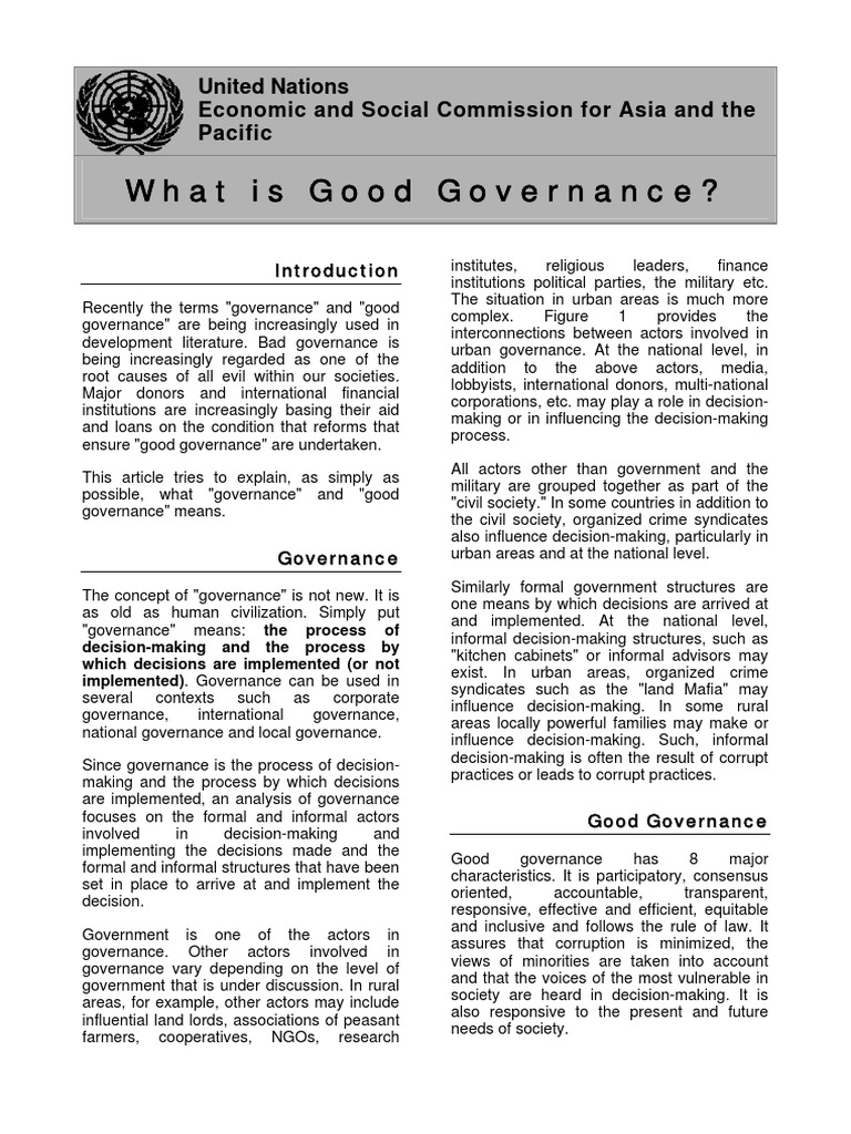 What Is Good Governance | PDF | Good Governance | Governance