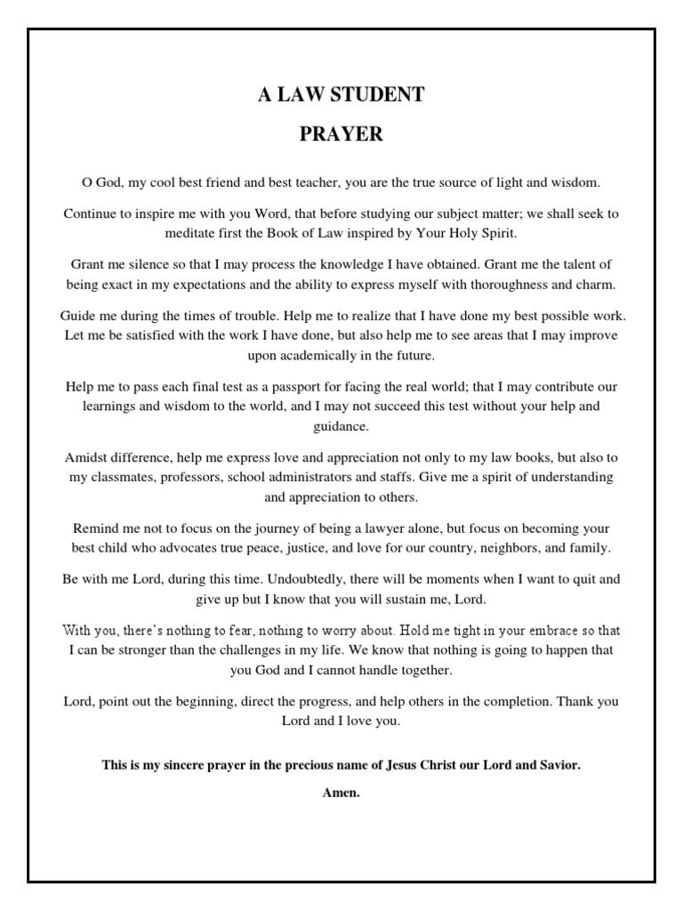 A Law Student Prayer | PDF