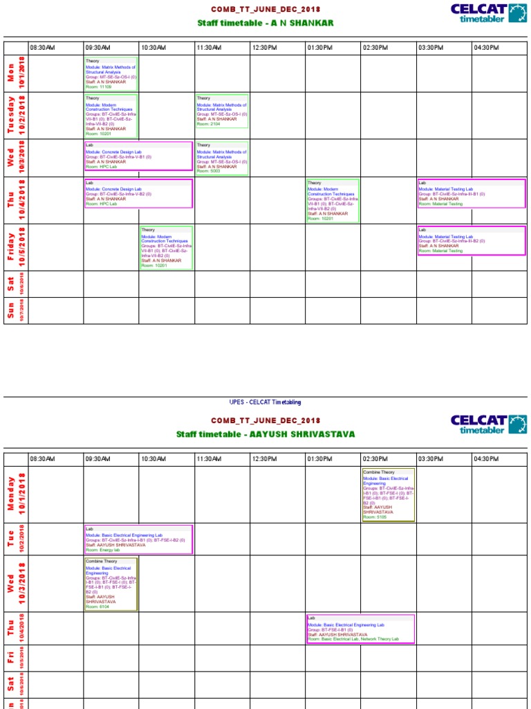 Faculty Time Table 1 To 5 Oct PDF | PDF | Electronics | Engineering