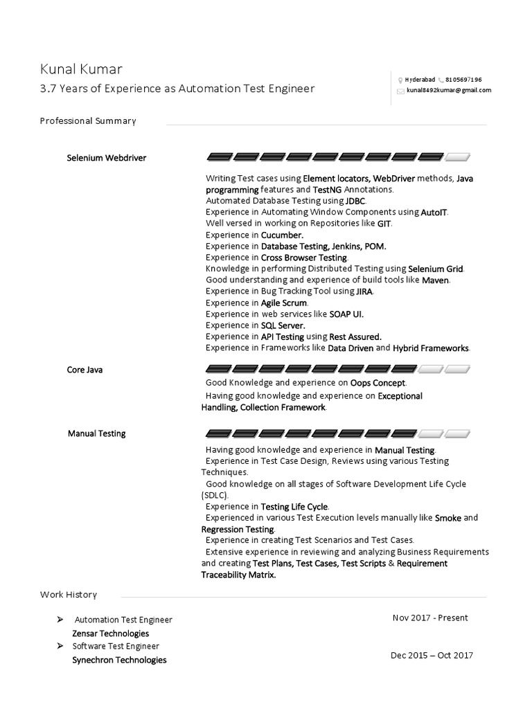 Kunal - Resume - 3.7 Yrs Automation Test Engineer | PDF | Selenium ...