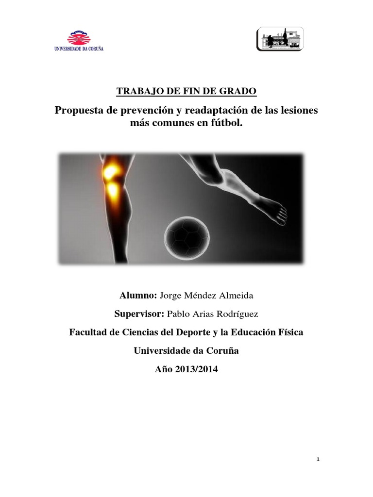 TFG Propuesta de Prevención y Readaptación de Las Lesiones Futbol | PDF | Inflamación | Rodilla