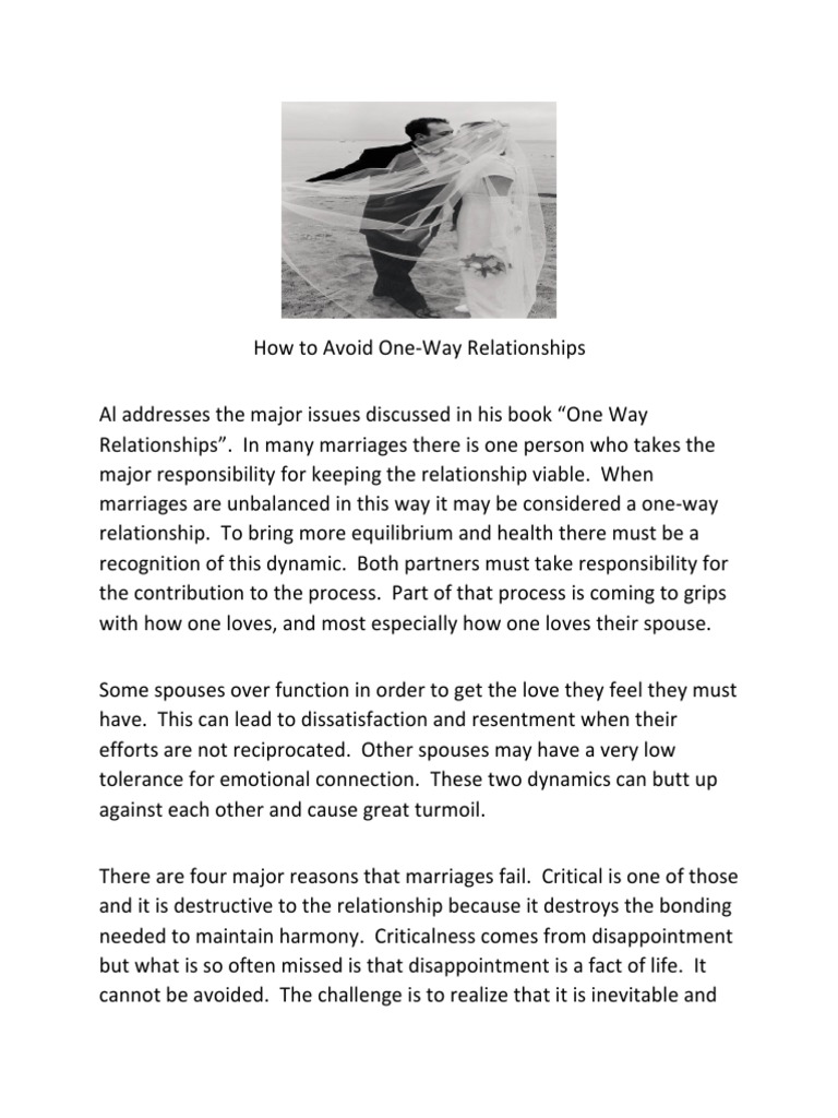 One Way Relationships | PDF | Marriage | Interpersonal Relationships