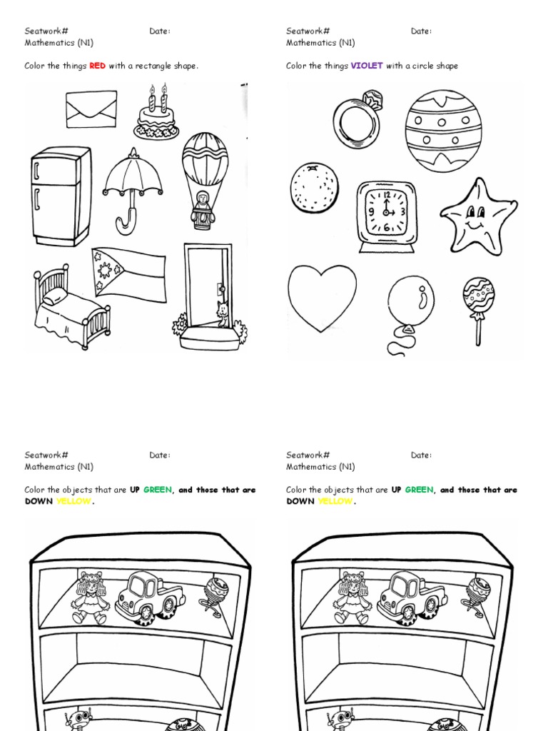 Seatwork# Date: Mathematics (N1) Color The Things With A Rectangle ...