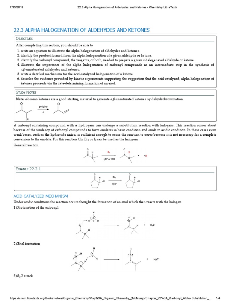 Alpha Halogenation of Ketones and Aldehydes | PDF | Ketone | Aldehyde