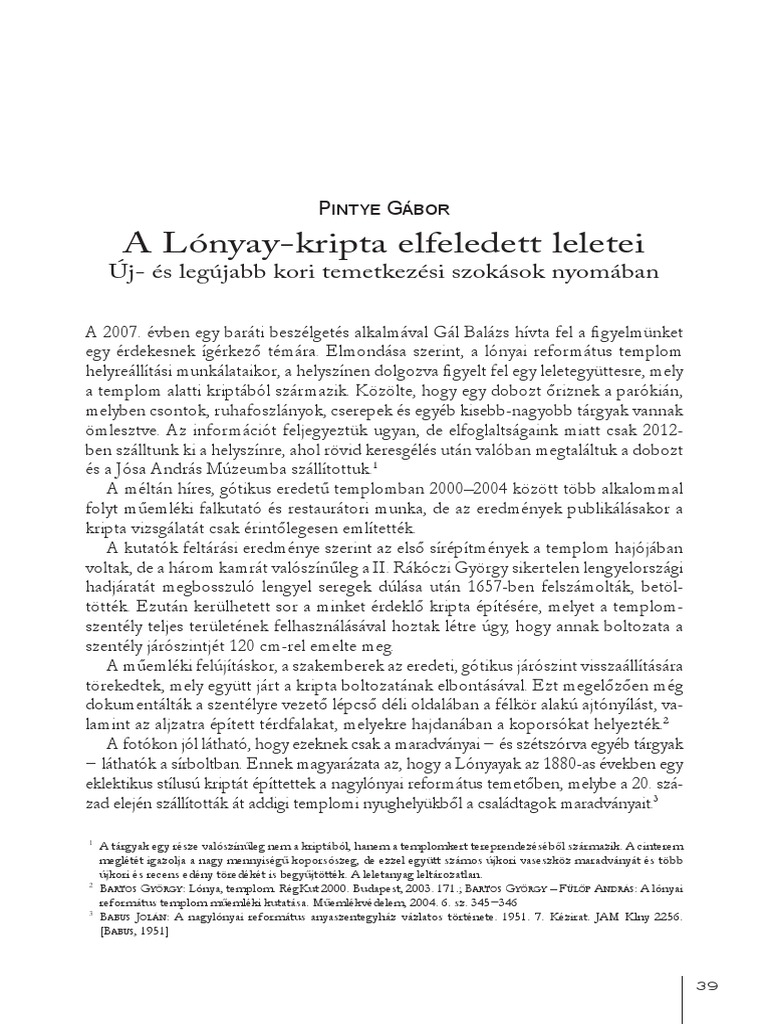 A Lonyai Kripta (2017) | PDF