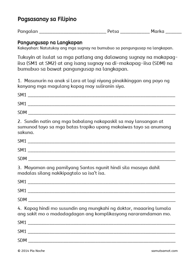 Pangungusap Na Langkapan - 1 1 | PDF