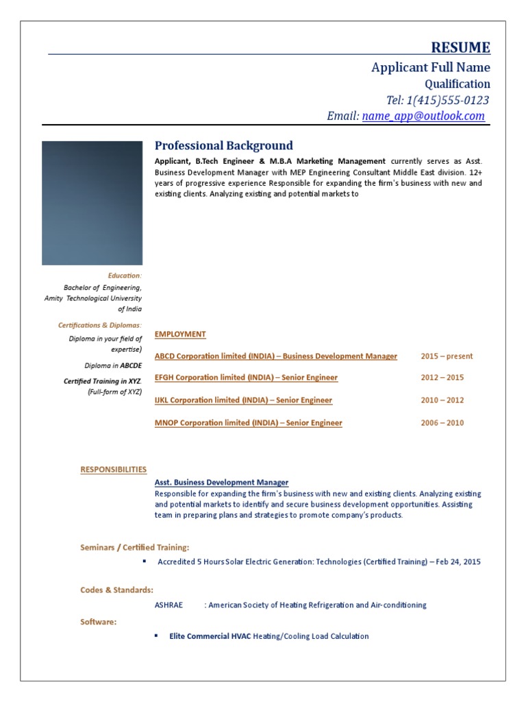 Dream Job Resume Format | Download Free PDF | Hvac | Engineer