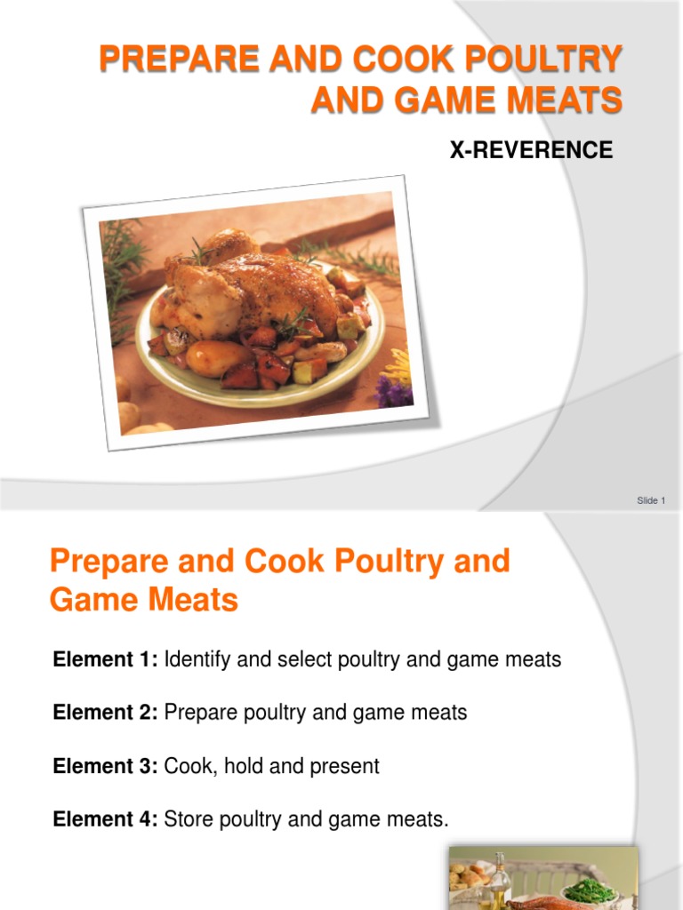 Prepare and Cook Poultry & Game Meats | PDF | Poultry | Cooking