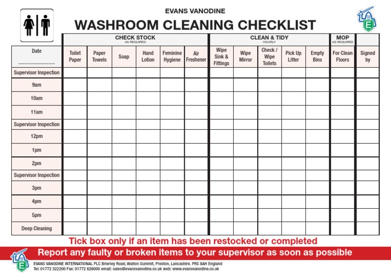 Washroom Cleaning Checklist PDF | PDF