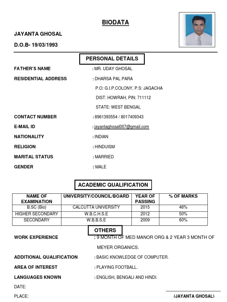 Jayanta Biodata | PDF