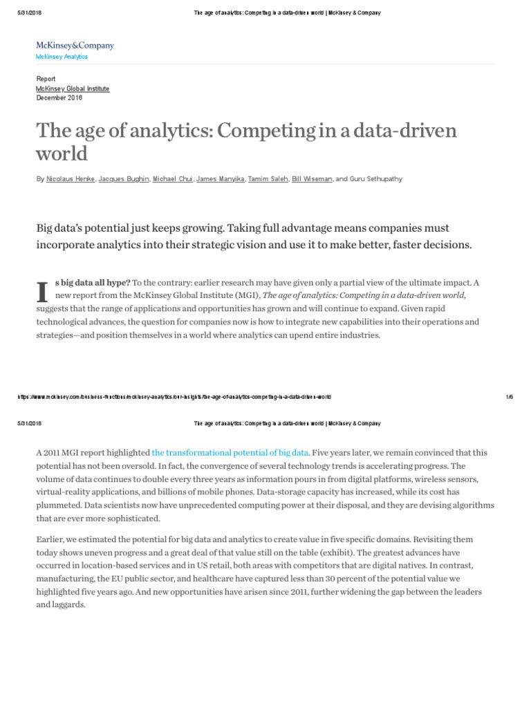 The Age of Analytics - Competing in A Data-Driven World - McKinsey ...