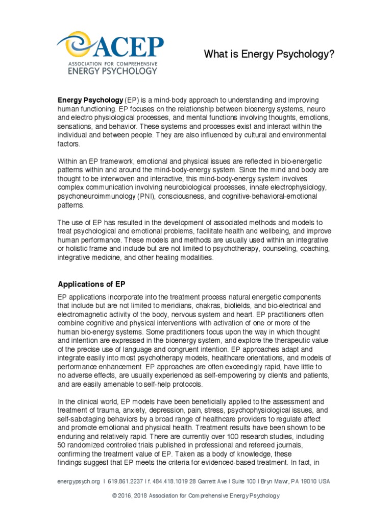 What Is Energy Psychology?: Energy Psychology (EP) Is A Mind-Body ...
