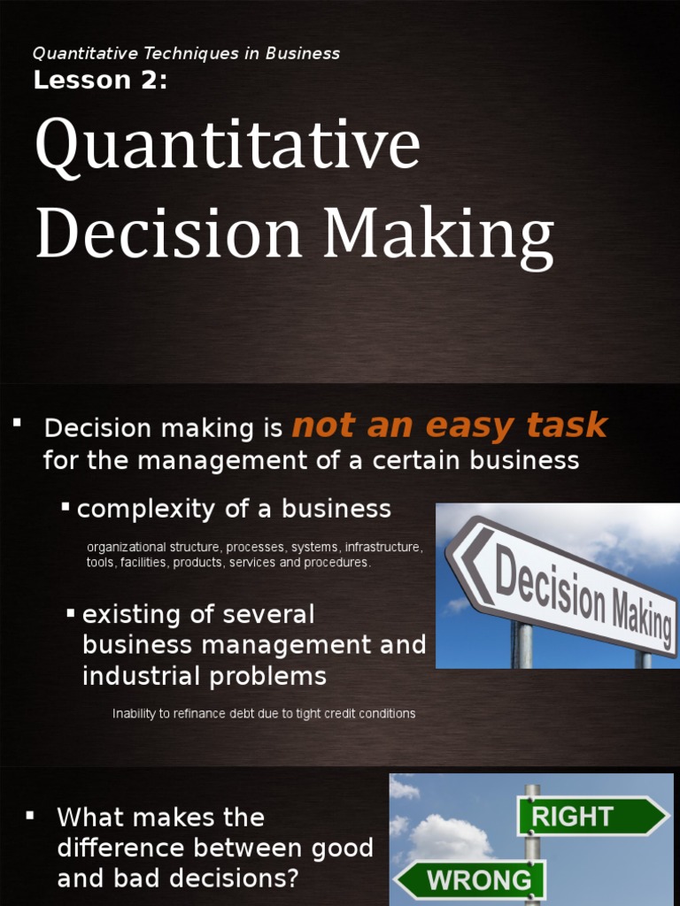 Lesson 2:: Quantitative Decision Making | PDF | Decision Theory ...