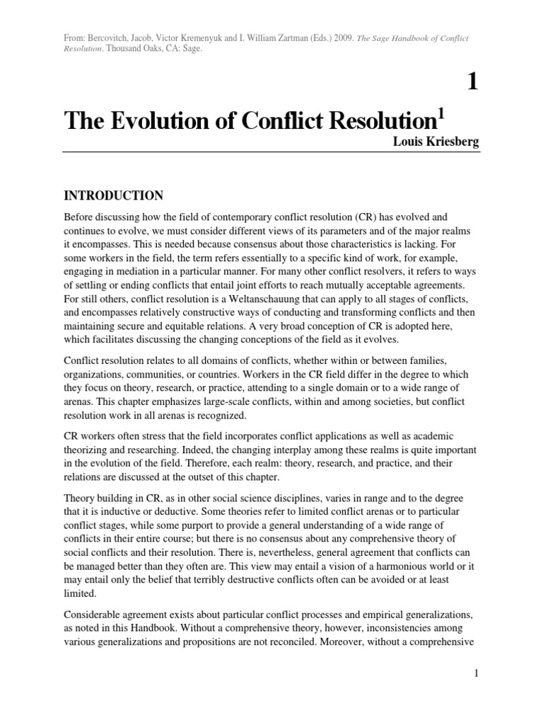 The Evolution of Conflict Resolution | PDF | Conflict Resolution | Theory