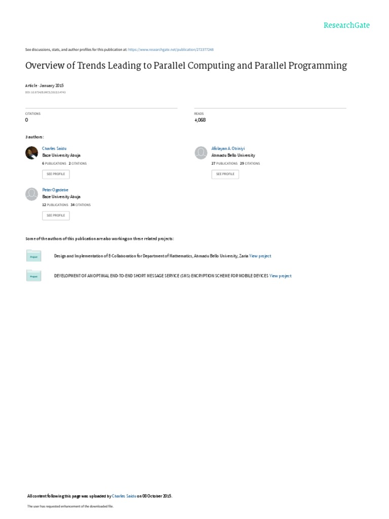 Overview Of Trends Leading To Parallel Computing A Pdf Pdf Parallel Computing Multi Core
