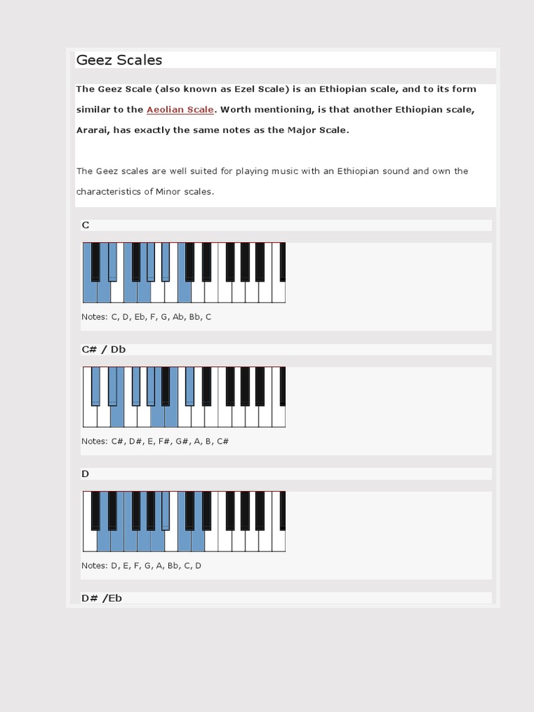 Ethiopian (Geez) Scales - Overview With Pictures PDF | PDF