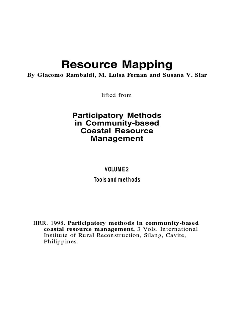 Resource Mapping: Participatory Methods in Community-Based Coastal ...