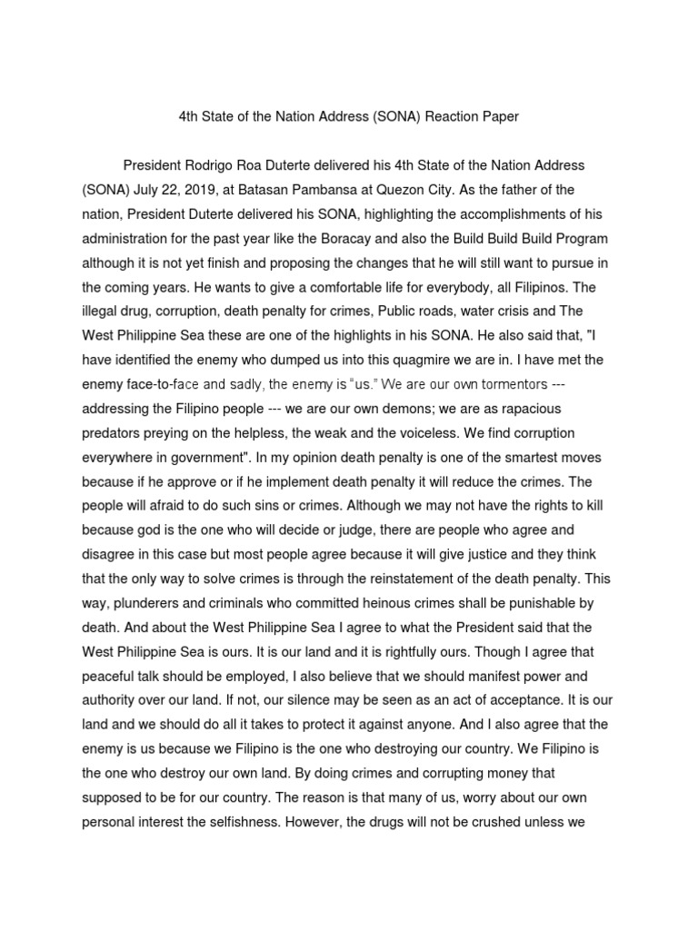 Duterte's 4th SONA: Key Highlights and Reactions | PDF | Rodrigo ...