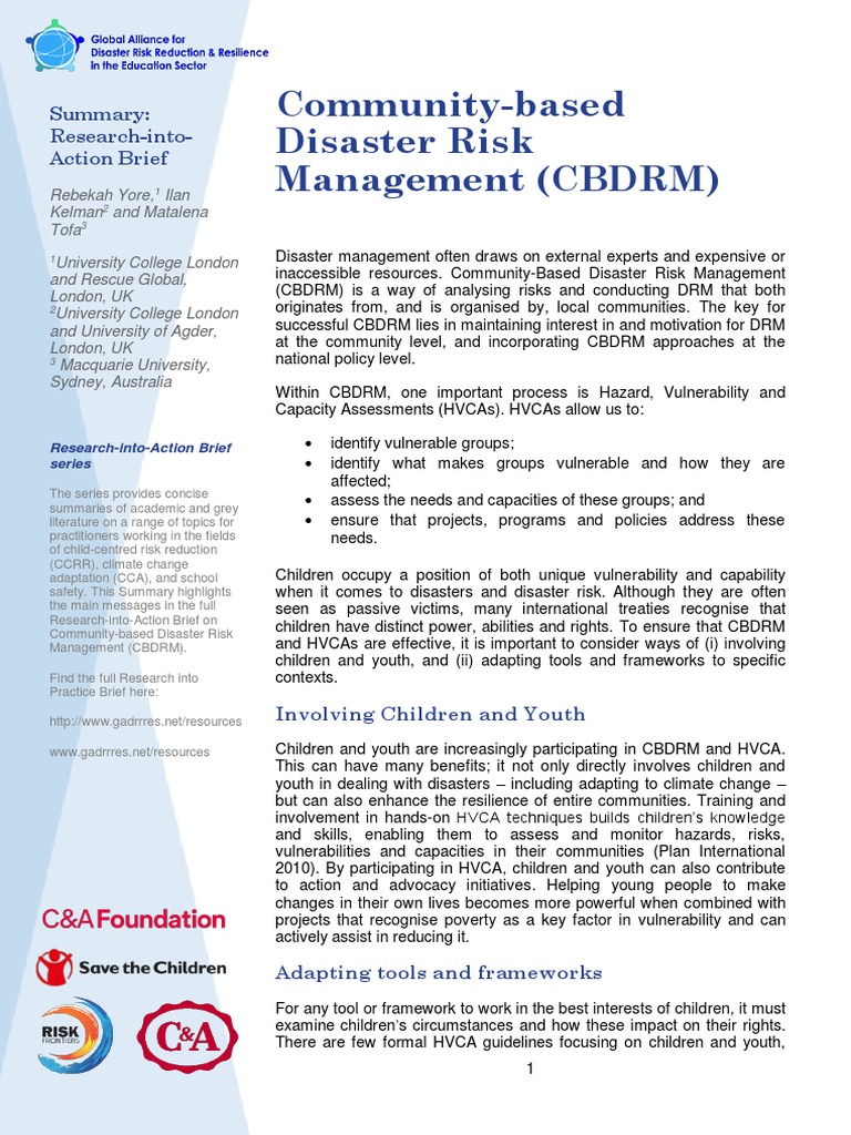 Community-Based Disaster Risk Management (CBDRM) : Summary: Research ...