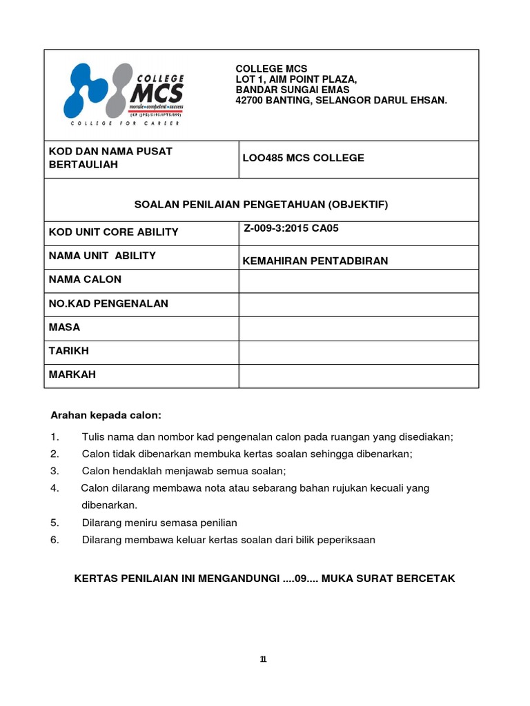 Penilian Pengetahuan Ca05 l3 | PDF | Bisnis