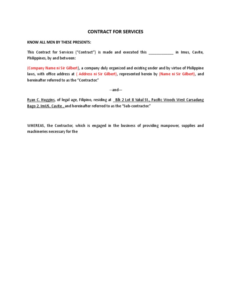 Contract For Services | PDF