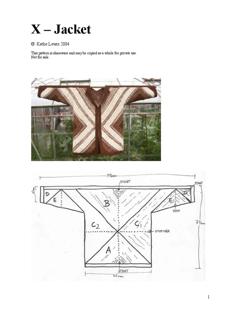 X-Jacket Knitting Pattern | PDF | Knitting | Seam (Sewing)