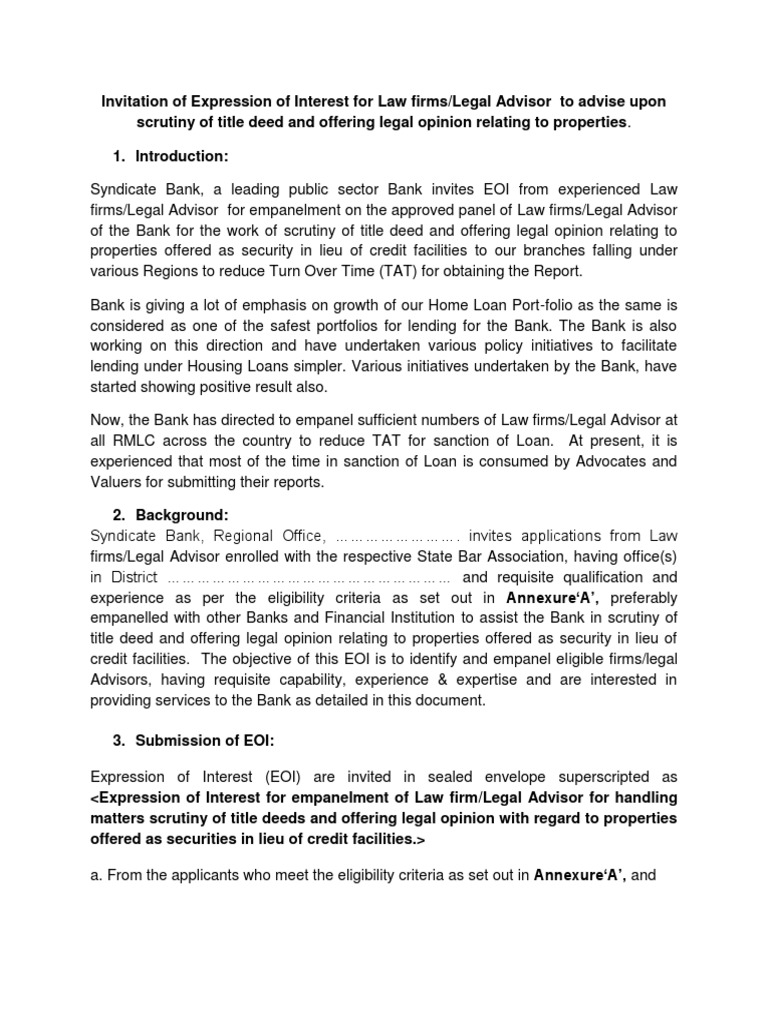 SOP-Scope of Work - Advocate | PDF | Advocate | Banks