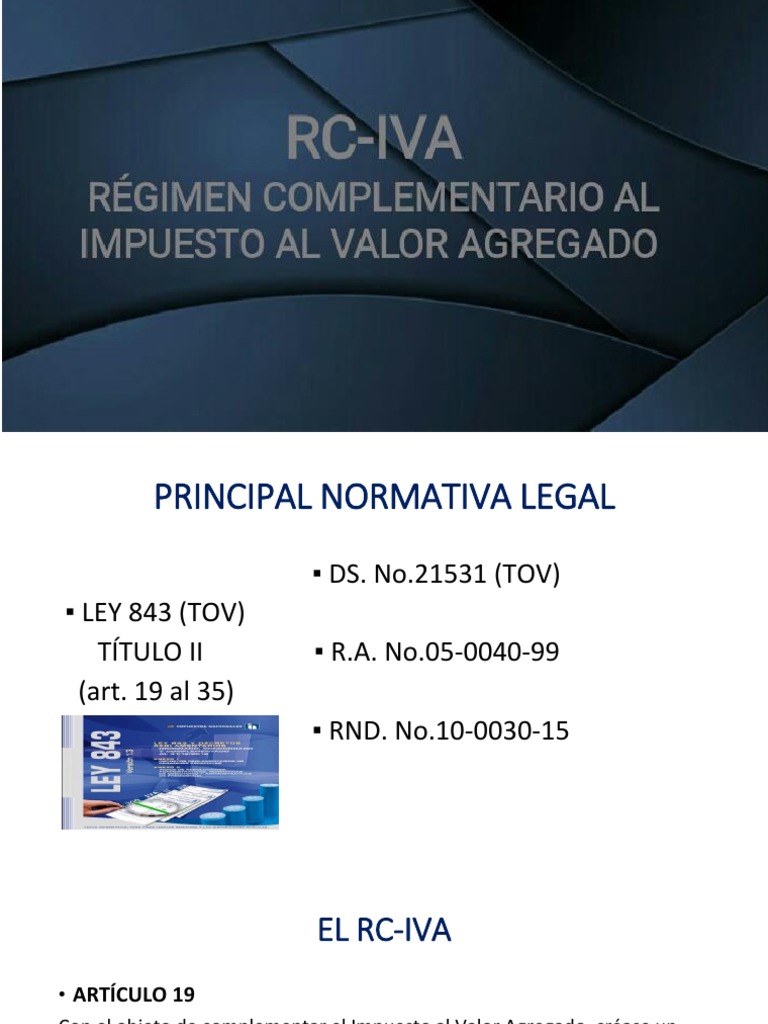 Exposicion RC IVA | PDF | Impuestos | Economias