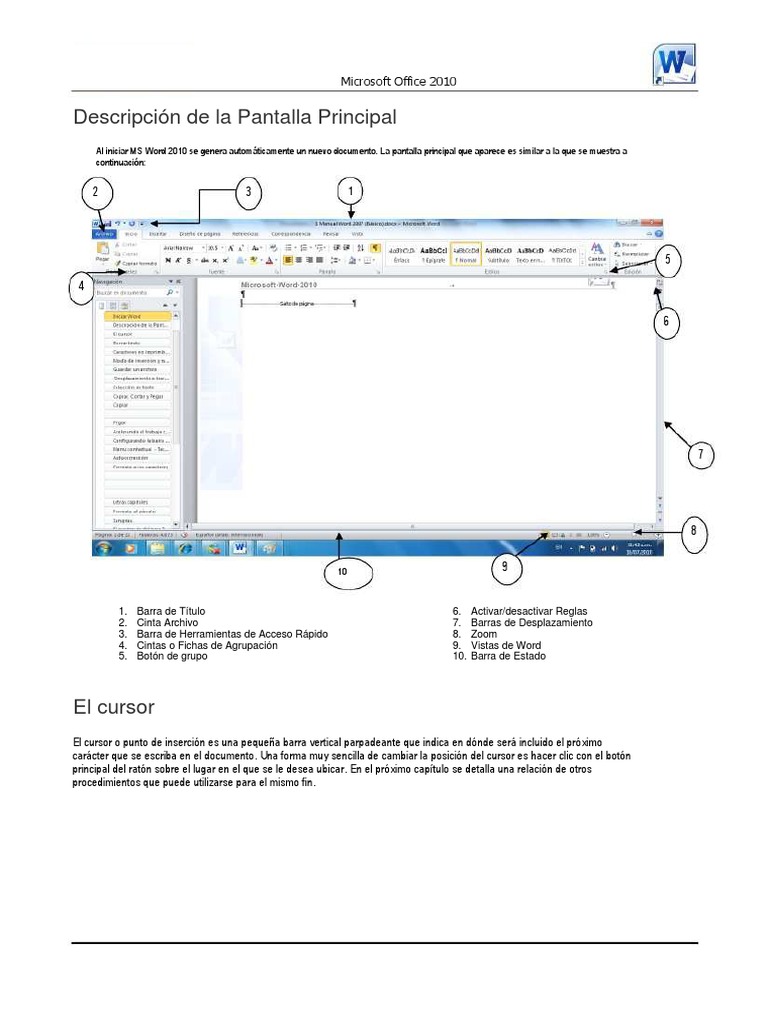 Introducción a las funciones básicas de Microsoft Word 2010 | PDF | Ventana (informática ...