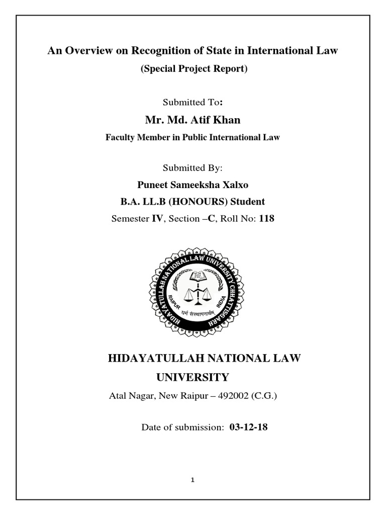 State Recognition in International Law | PDF | Sovereign State | De Facto
