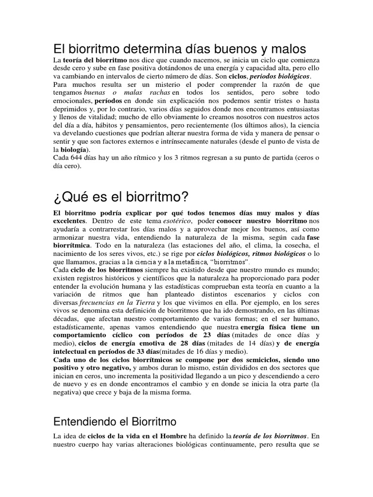 El Biorritmo Determina Días Buenos y Malos | PDF | Homo Sapiens | Ritmo