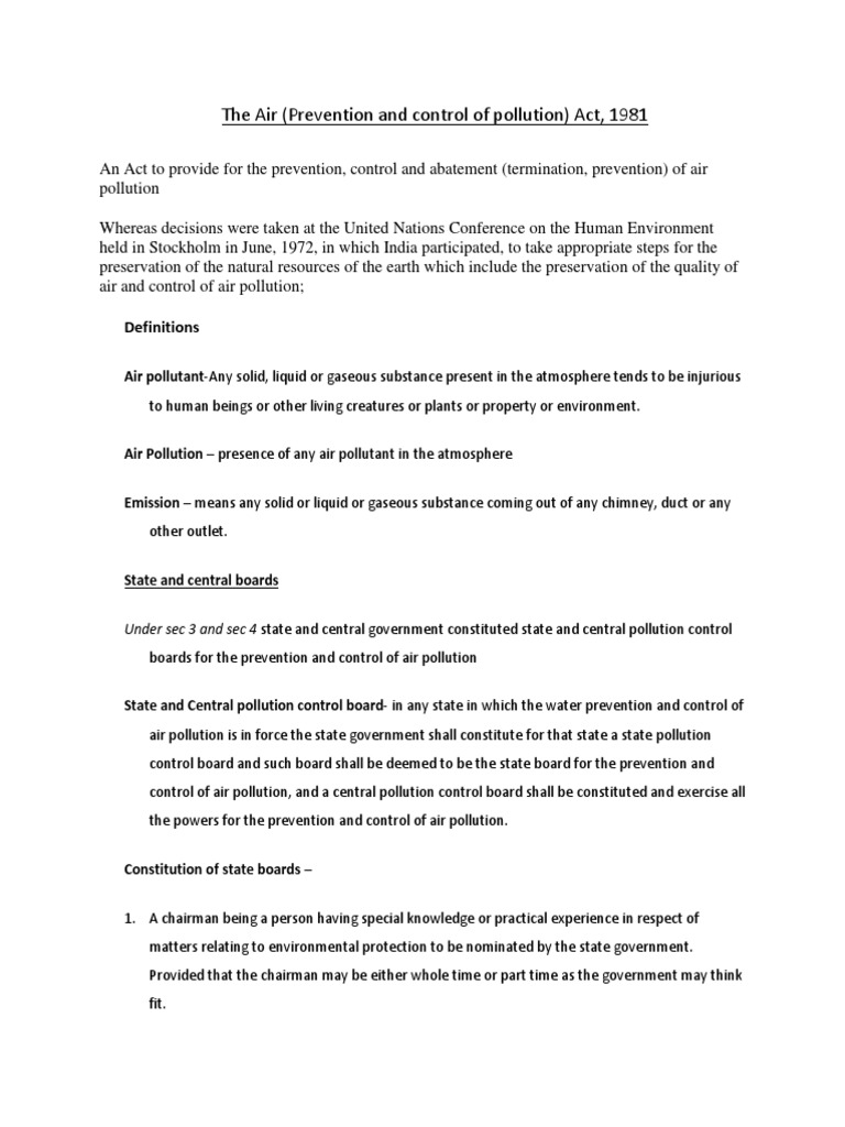 The Air Pollution Act | PDF | Emission Standard | Pollution