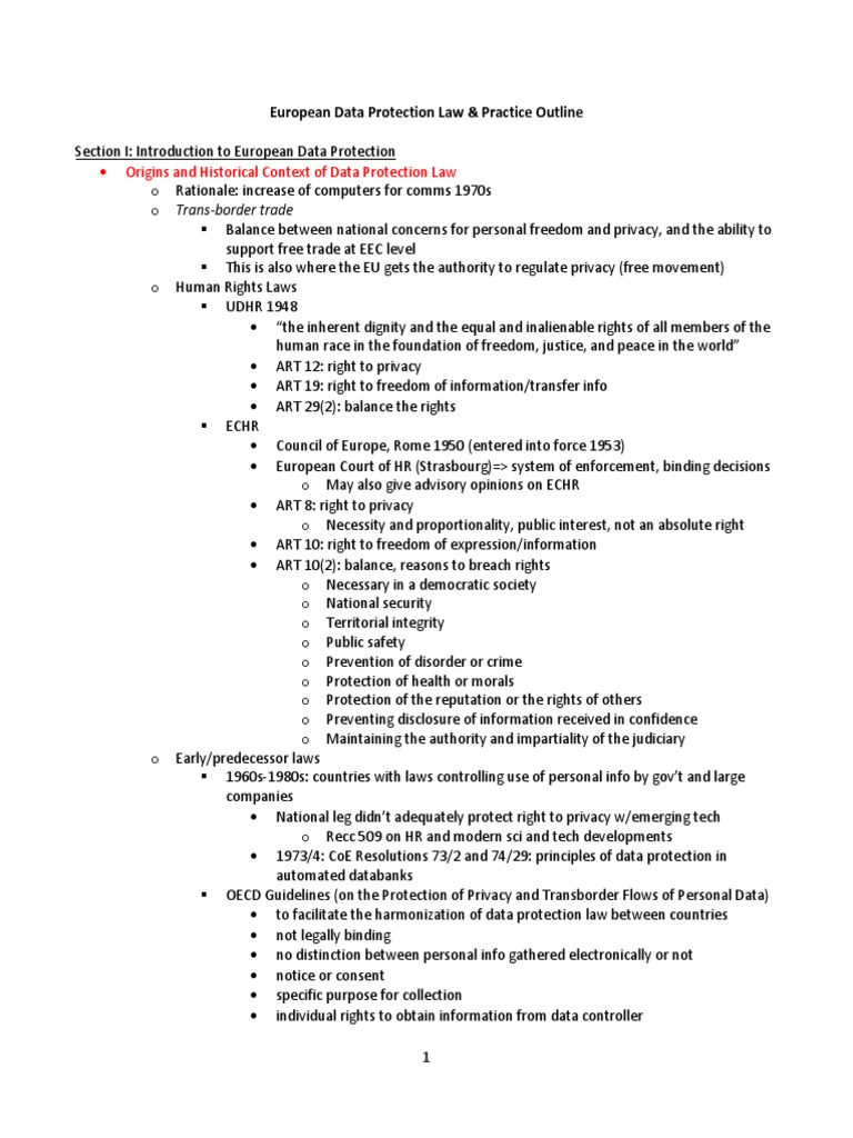 CIPP E Outline | PDF | European Court Of Justice | Information Privacy