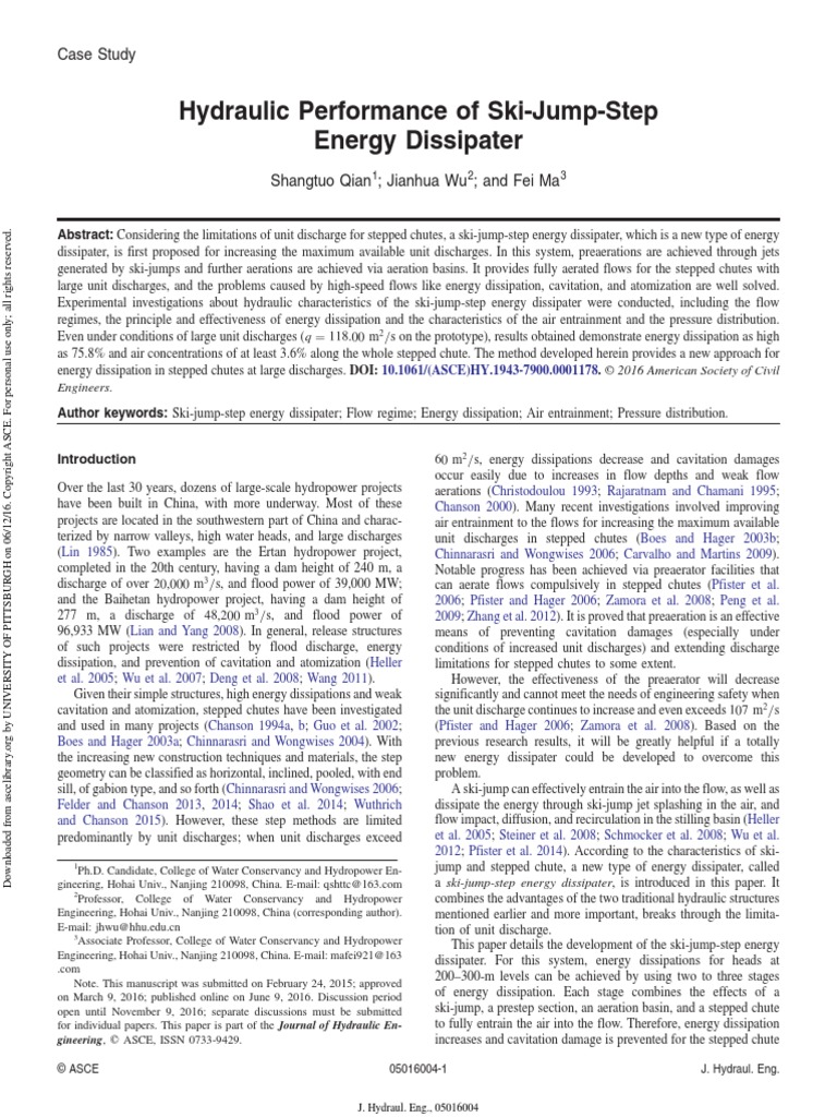 Hydraulic Performance of Ski-Jump-Step Energy Dissipater | PDF ...