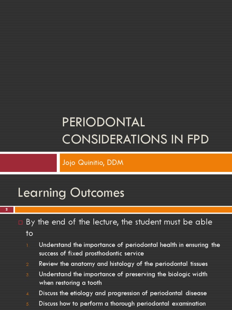 Periodontal Considerations in FPD | PDF | Human Tooth | Medicine