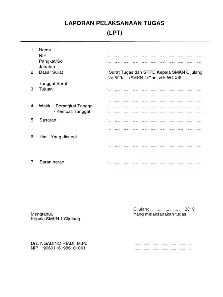 Laporan Pelaksanaan Tugas (LPT) | PDF | Karier & Perkembangan | Gaya Hidup
