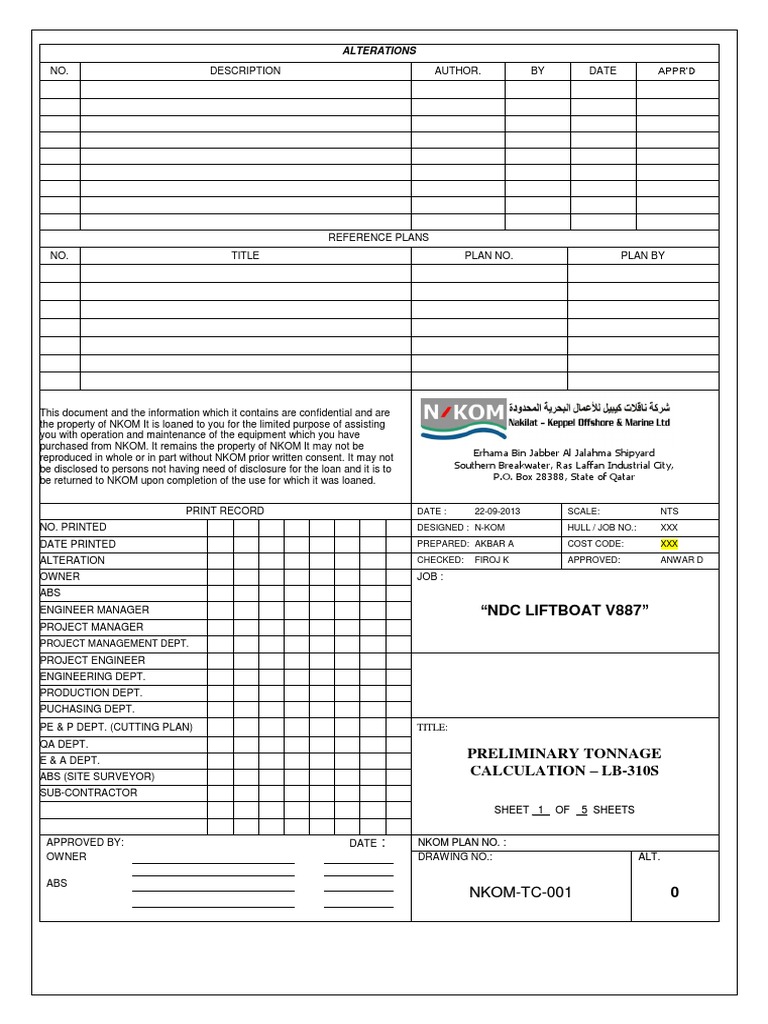 Tonnage Calculation | PDF | Tonnage | Watercraft