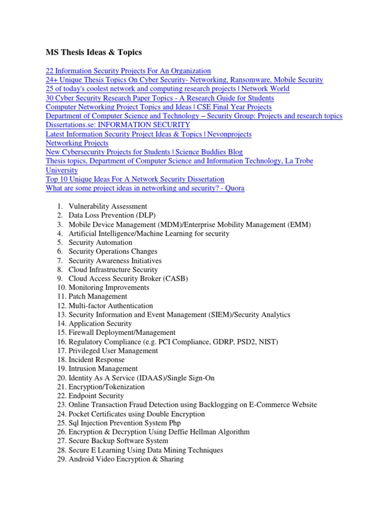 Thesis Topic & Ideas | PDF | Computers
