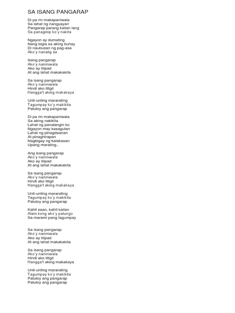 Sa Isang Pangarap | PDF