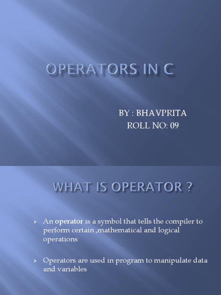 Operators in C | PDF | Pointer (Computer Programming) | Notation