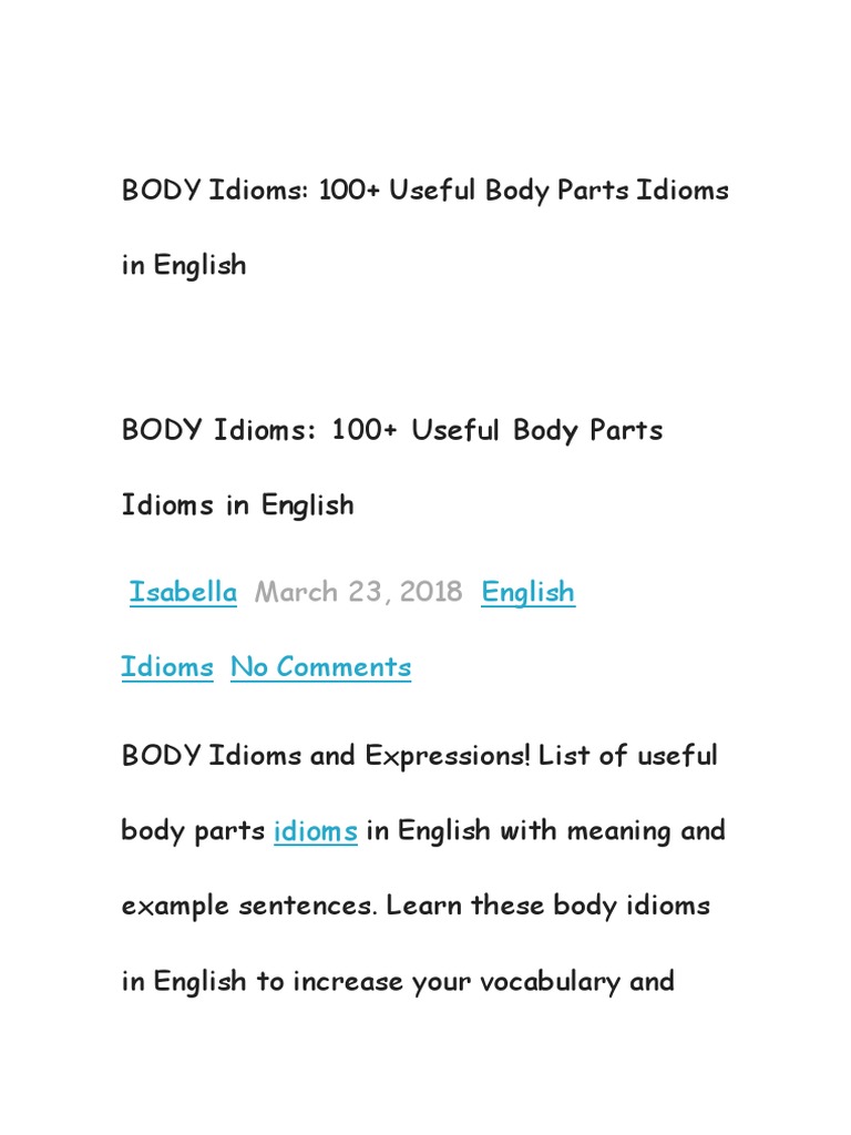 Body Enghish Slangs | PDF | Idiom