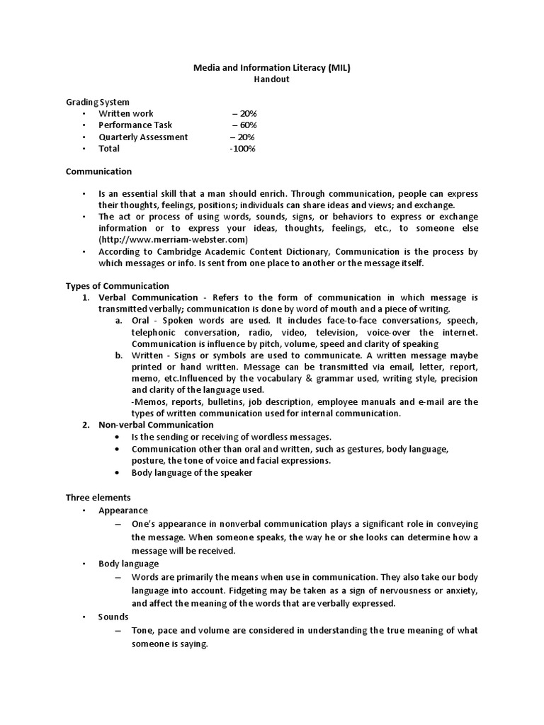 Media and Information Literacy (MIL) | Download Free PDF | Nonverbal ...