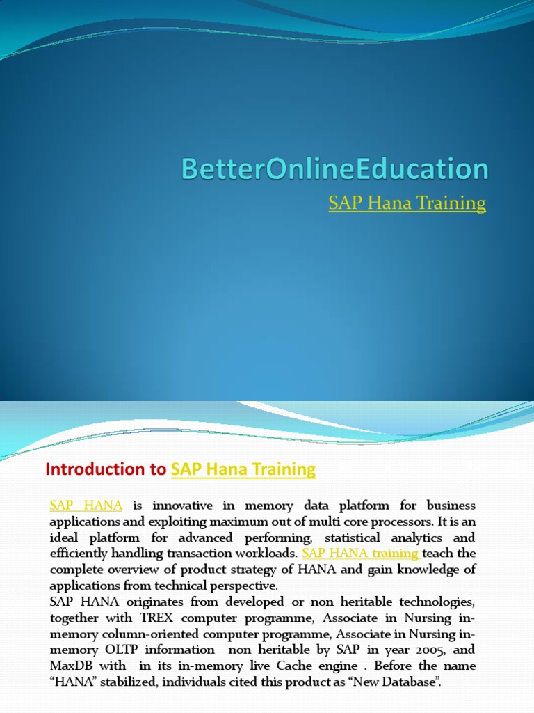Hana Training | PDF | Sap Se | Information Retrieval