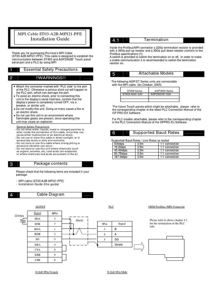 MPI Cable ST03-A2B-MPI21-PFE Guide | PDF | Electrical Connector ...